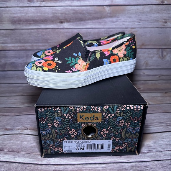 Keds | Shoes | Keds X Rifle Paper Co Triple Decker Fleurs Blk Slip On ...